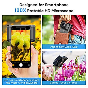 APEXEL Phone Macro Lens, 100X Microscope for Android/iPhone Micro Camera with LED Light CPL Handheld Pocket, Compatible with Smartphone Accessories Macro Focus Glass for Gift.