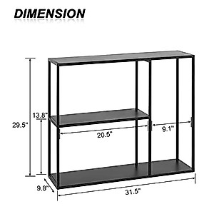 HDANI Console Table, Narrow Entryway Table, 3 Tier Metal Hallway Table, 9.8''Dx31.5''Wx29.7''H(Black)
