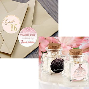 80 Sweet Sixteen Thank You Stickers, 2 Inch Sweet 16 Stickers Labels, Sweet 16th Birthday Party Favor Decorations