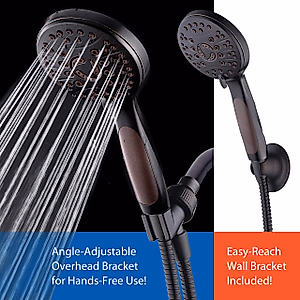 AquaSpa High Pressure 6-Setting Luxury Handheld Shower Head with Extra Wall Bracket, Oil Rubbed Bronze Finish