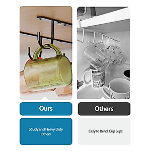 Luckinow 3 Pack Mug Hooks Under Cabinet, Coffee Mug Holder for Hanging Under Shelf, Coffee Cup with 9 Hooks for Displaying Mugs, Coffee Cups and Kitchen Utensils, Black