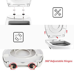 Todeco Toilet Seat with Built in Potty Training Seat, 2-in-1 Round Family Toilet Seat Cover for Toddlers & Adults,Slow Close & 1-Click Remove,White