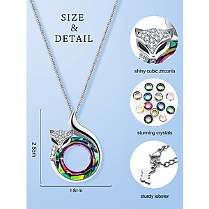 PLATO H Crystal Fox Necklace Cute Head and Tail Pendant Anniversary Jewelry for Women's Birthday Gift for Her