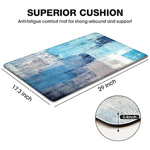 MAYHMYO Kitchen Floor Mat Teal Turquoise Anti Fatigue Kitchen Rugs Non Skid Waterproof Kitchen Runner Rug Kitchen Rugs and Mats Memory Foam Kitchen Mats for Floor Laundry Office