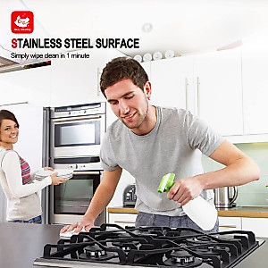 4 Burner Gas Cooktop, GASLAND Chef GH60BF 24 Inch Gas Hob, NG/LPG Convertible Natural Gas Propane Cooktops, 4 Burner Gas Stovetop with Thermocouple Protection, Black Tempered Glass