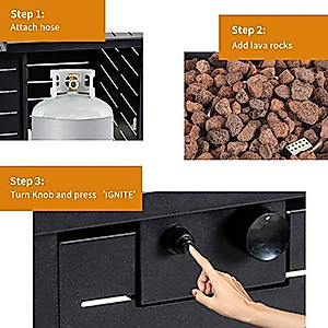 Propane Fire Pit Table, 42 Inch 60,000 BTU Rectangular Propane Gas Fire pits Free Lava Rocks and Electronic Ignition Balcony OutdoorTable Courtyard Garden Fire Pit Terrace