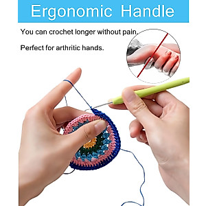 Crochet Hook Set,14 Sizes Crochet Hooks for Arthritic Hands,Crochet Hooks Ergonomic Soft Grip with Case,Crochet Needles(Size B-Size N)
