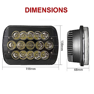 Black Pair 45w 7x6 5x7 Inch Headlights 6052 6054 H5054 H6054 Hi/Low Sealed Beam Replacement Compatible With Chevy Express Cargo Van 1500 2500 3500 Jeep Toyota Pickup Dodge Ford F250 E350