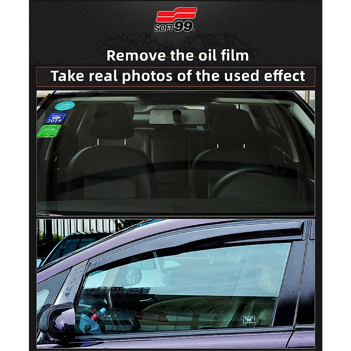 Golden Hoo Windshield Oil Film Cleaner, Remove Aging Coating Layer, Rear View Mirror Cleaner, Clean Glass, Clear Vision，soft99