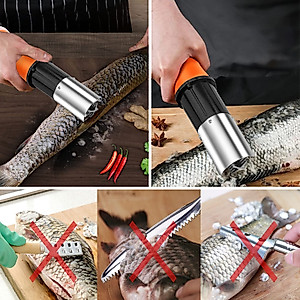 Amzchen Electric Fish Scaler Remover Cordless, Scaler, Scraper, Battery Operated Cleaner Waterproof Design Seafood Tools for Market and Home Kitchen