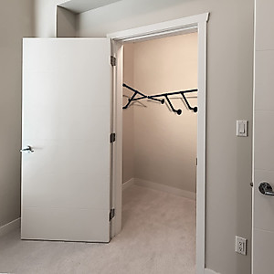 HouseAid 32 Inch Industrial Pipe Clothes Rack, Farmhouse Iron Garment Rack, Vintage Style Hanging Rod for Closet, Wall Mounted, Matte Black (Hooks Included)