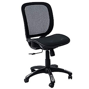 Ergomax Fully Meshed Ergonomic Height Adjustable Office Chair no Armrests & no Headrest, 42 Inch Max, Black
