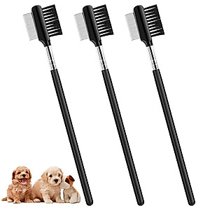 Gjinxi 3 PCs Dog Eye Comb Tear Stain Remover, Double Sided Pet Grooming Facial Comb, Soft and Bristles Flea Tick Removal Brush, Multipurpose Tool Small Cat Puppy Removing Crust Mucus and Flea