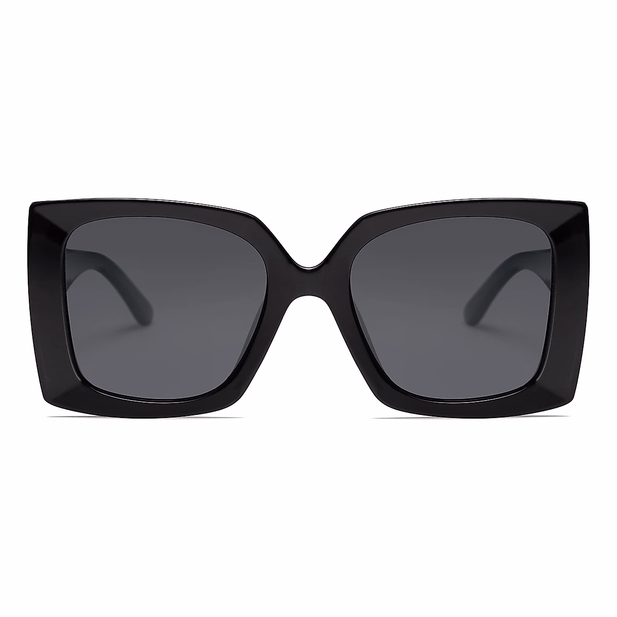 SOJOS Retro Square Polarized Womens Sunglasses Trendy Oversized Large Women's UV Protection Big Shades SJ2224 Black Grey Lens