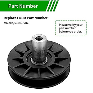 Replacement Idler Pulley 532407287 407287 Fit for Hu sqvarna Mower - Ground Drive Idler V-Groove Pulley Compatible with HU YTH2454, Craftsman YT4000 YT4500 917 Series Lawn Tractor, Riding Lawn Mower