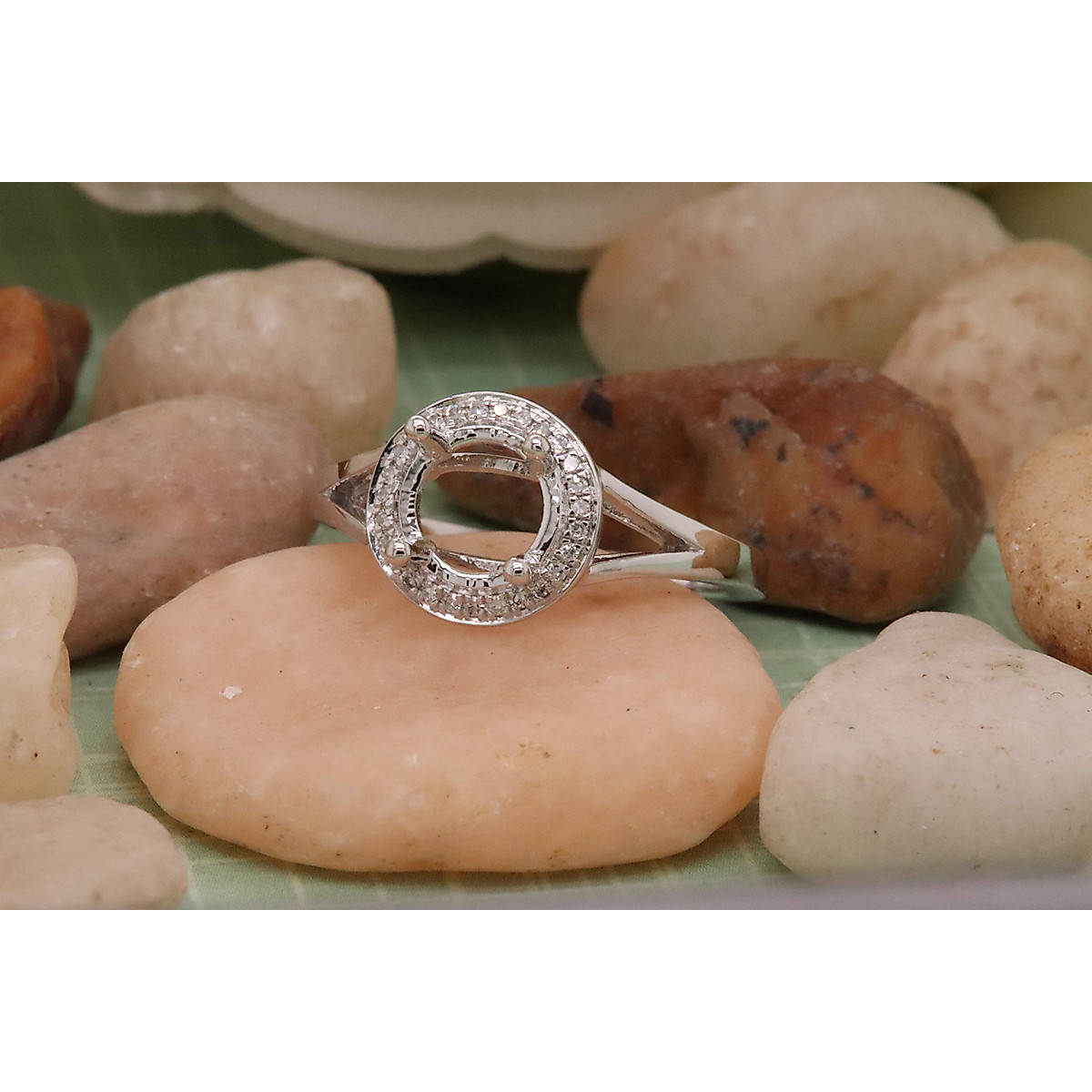 Dazzlingrock Collection 0.10 Carat (ctw) Round White Diamond Ladies Bridal Semi Mount Engagement Ring 1/10 CT, Can Be Fit 1.60 cts. (7 mm) Round Shape Center Stone, 14K White Gold, Size 4