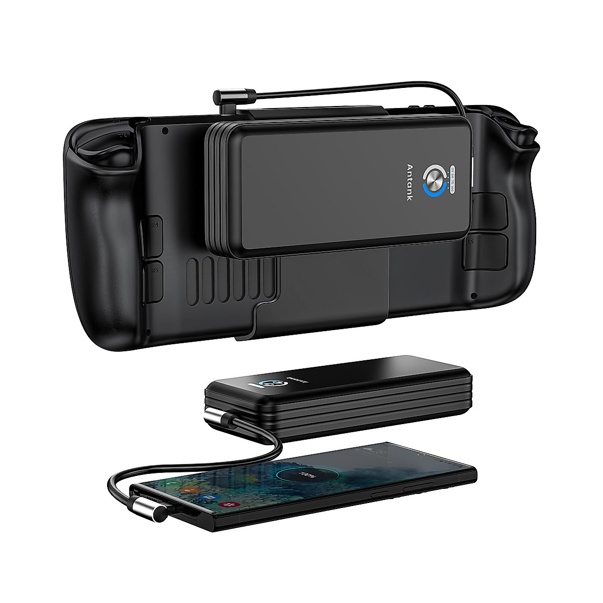 Antank Magnetic Power Bank Compatible with Steam Deck, 20000mAh 45W PD Fast 3.0 Charging Portable Battery Bank, External Battery Pack with Removable Magnetic Back Mount & Dual USB-C Cable