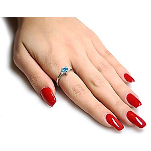 CloseoutWarehouse Cubic Zirconia Simulated Blue Topaz Heart Promise - Sterling Silver Love Ring, Available in a Variety of Colors