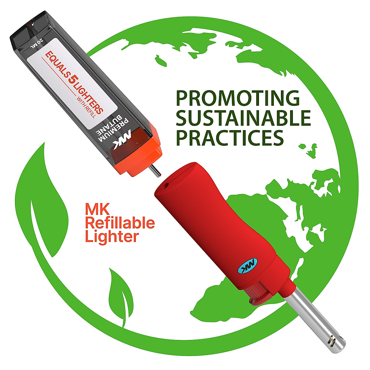 MK Lighters - Multipurpose Butane Refillable, Windproof Flame, Ideal for Candle, BBQ, Camping, Outdoor (3BL), 10PCS