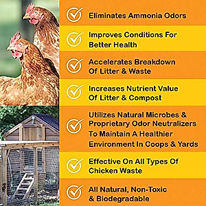 MICROBE-LIFT Chicken Coop Cleaner and Odor Eliminator, Use on All Surfaces and Supplies, Turns Chicken Poop Into Fertilizer, Ammonia Reducer, Highly Concentrated and Safe Formula, 1 Gallon