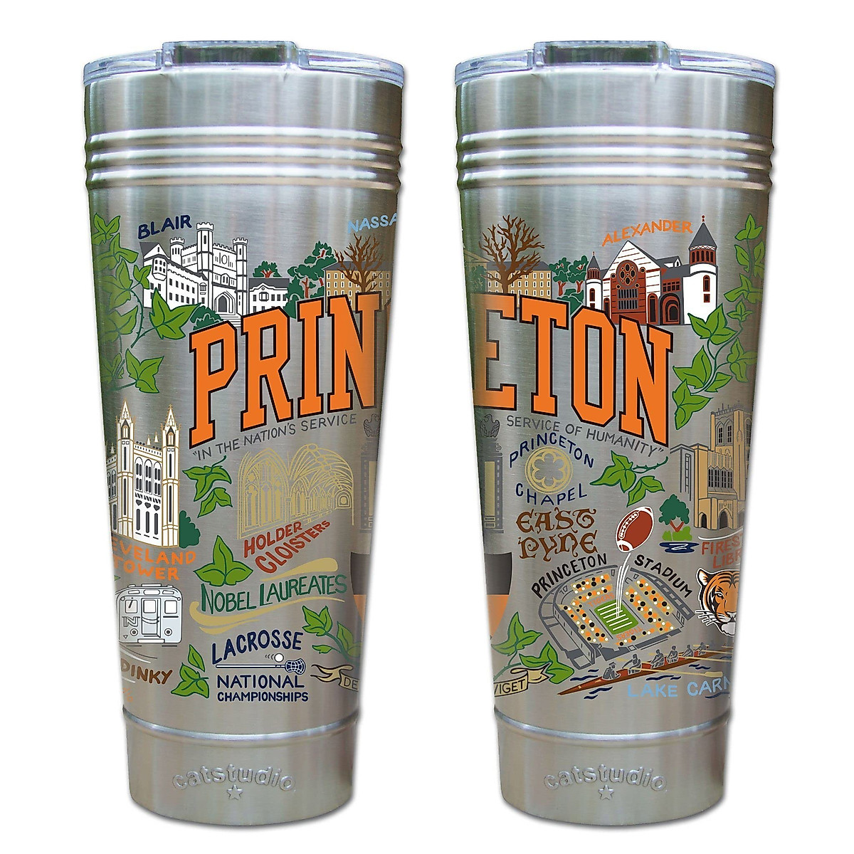 Catstudio Princeton University Collegiate Thermal Tumbler | Triple Wall Insulation With Non Slip Bottom | Great College Travel Cup for Water, Coffee, Tea, or Smoothies