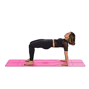 LIFORME Yoga & Yoga Pad Bundle Pack – Patented Alignment System, Eco-Friendly, Non-Slip Warrior-Grip, Made with Natural Rubber, Thick, Sweat Resistant, Comfortable - Grateful Pink