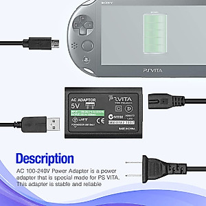 CHENLAN AC Power Charger Adapter with USB Charging Cable Cord for PS Vita 2000 - Wall Chargers Supply Kit for PSV 2000