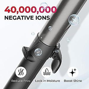 Rotating Curling Iron, TYMO Ionic Automatic Curling Iron 1 1/4 Inch for Medium/Long Hair, Travel Hair Curler Long Tourmaline Ceramic Barrel for Beach Waves, Up to 430℉