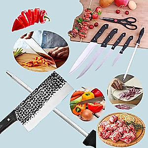 LiXiongBao Kitchen Honing Knife Sharpening Steel Sharpening Rod 10.24 Inch Knife Sharpeners Stick Professional Knife Sharpener Tools for Home Kitchen Restaurant Hotel