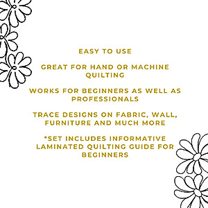 Quilting Stencils for Machine and Hand Quilting - 2 Quilting Stencils for Border, Block Patterns - Lilac Border, Daisy Block Plastic Quilt Stencil Set with Guide