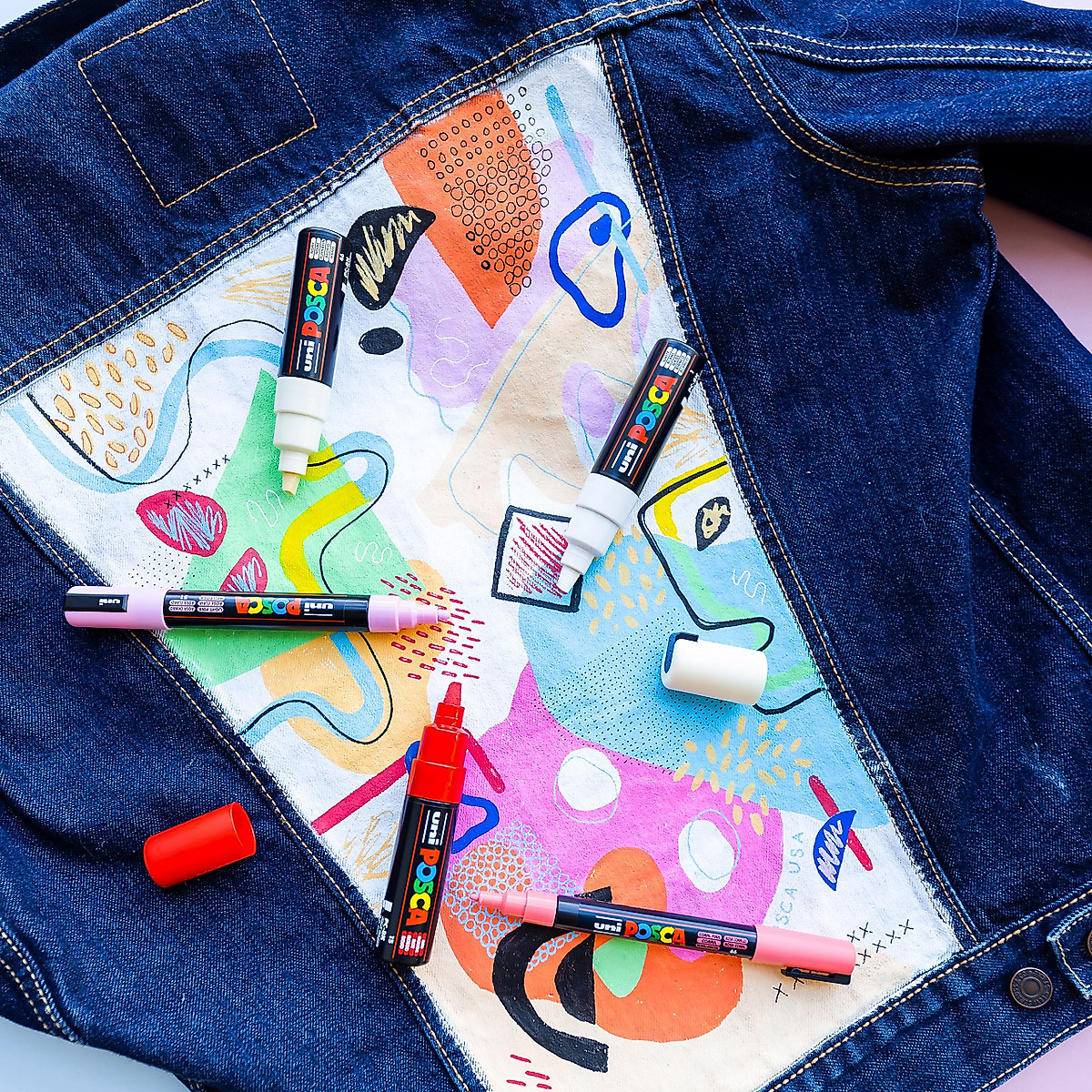 Posca Full Set of 8 Acrylic Paint Pens with Reversible Medium Point Pen Tips, Posca Pens are Acrylic Paint Markers for Rock Painting, Fabric, Glass Paint, Metal Paint, and Graffiti