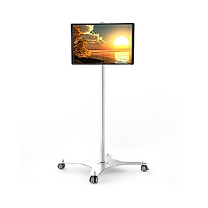 Monitor Arms Floor-standing Monitor Stand Mobile Single Monitor Stand Mount with Wheels and Keyboard Tray Height-adjustable LCD Monitor Stand for 10"-34" Monitor Adjustable Height Monitor