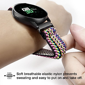 Stretchy Bands Compatible with Samsung Galaxy Watch 5/4/6 40mm 44mm/Watch 5 Pro 45mm/Watch 4 Classic 42mm 46mm, 20mm Nylon Strap for Galaxy Active 2 40 44mm/Active 40mm/Watch 3 41mm/Galaxy Watch 42mm