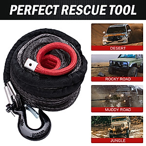 Cainozo Kinetic Recovery Tow Rope,Kinetic Tow Rope Offroad Power Stretch Rope,Heavy-Duty Kinetic Recovery Rope,7/8"×30ft for car Truck ATV UTV SUV