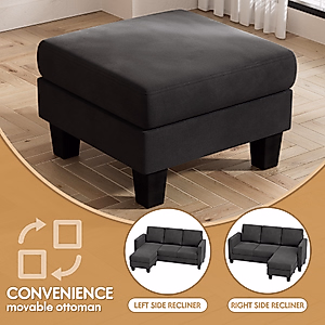 VICTONE Sectional Sofa Couch, 3 seat L-Shaped Small Sofa with Movable Ottoman Couch for Small Apartments, Living Rooms and Offices (Linen Fabric, Deep Grey)