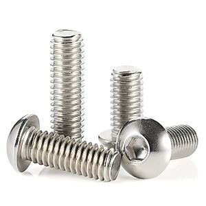 5/16-18 X 1-1/4" Button Head Socket Cap Screw, Allen Socket Drive Screws, Stainless Steel 18-8, Plain Finish, Quantity 20
