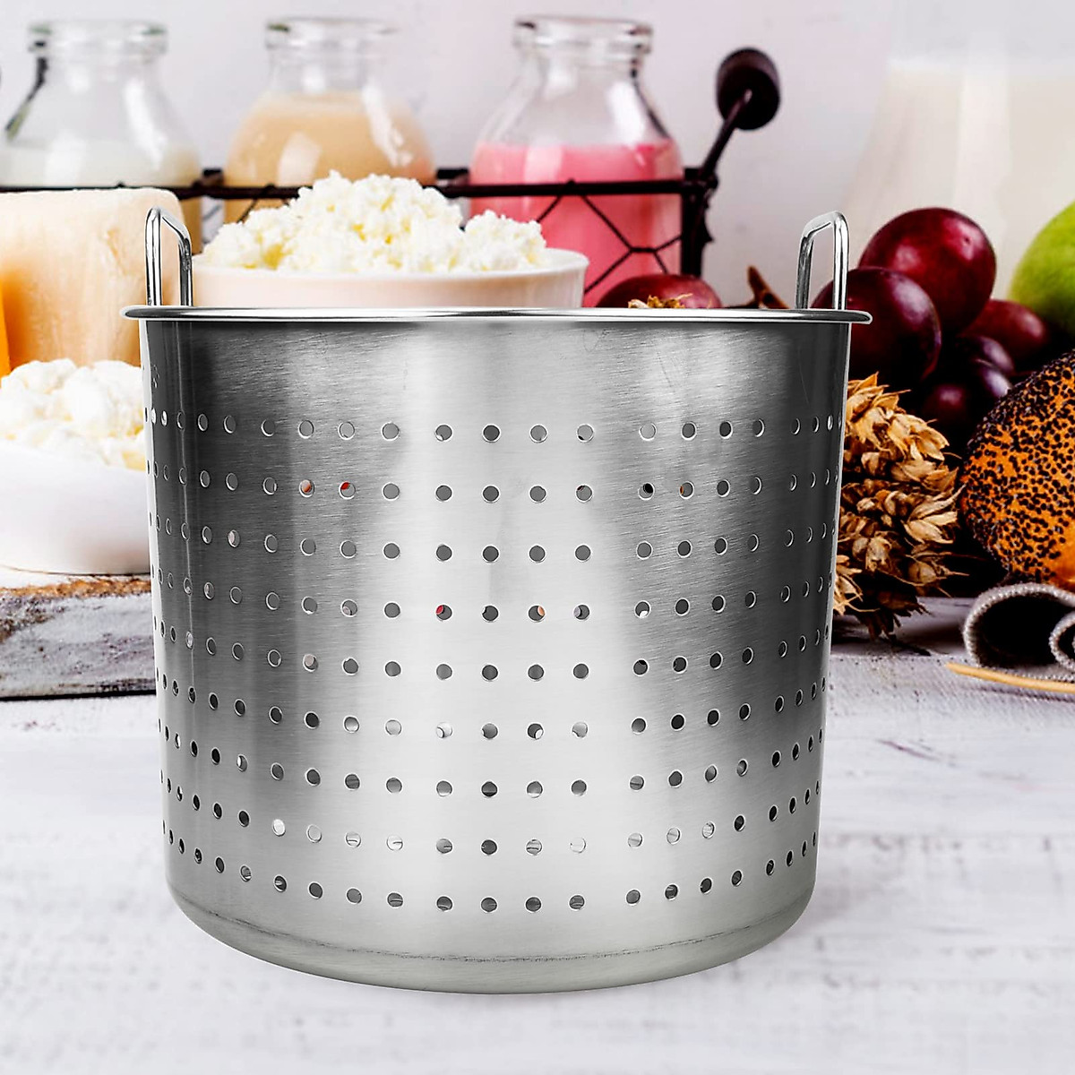 Angoily Crawfish Leaky Pot Crawfish Seafood Pot Stainless Steel Crawfish Pot Heavy-duty Stock Strainer Basket Stock Pot Insert Seafood Boil Pot for Outdoor Cooking Accessories Silver Bayou Boiler
