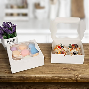 HRUNDKING 30PCS Cupcake Boxes7×7×2.5Inch,Gift Box,Cake Boxes,Cookie Boxes with Window,Bakery Boxes,Biscuit Box,Macaron Boxes,Mini Bundt Cake Containers,Food Packaging Treat Boxes