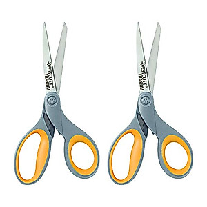 Westcott 8" Straight Titanium Bonded Scissors, Grey/Yellow, 2 Pack