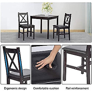 Dining Table Dining Kitchen Table Dining Set 3 Piece Table and Chair for 2 Person  Wooden  Table with  2  Chairs Dining Room Table Set,Dark Brown 