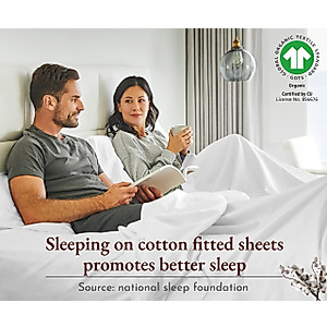 California Design Den California King Fitted Sheet Only, 100% Organic Cotton Percale, Cal King Sheet Deep Pocket Fitted, Anti Skid Elastic, GOTS Certified, Lightweight & Snug-Fit, Crisp - 1 Pc, White