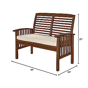 Afuera Living Solid Acacia Wood Patio Loveseat in Dark Brown