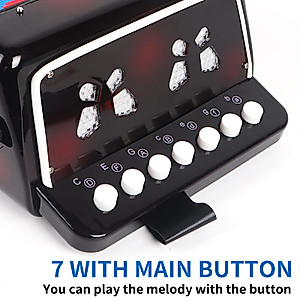 Kids Accordion, Horse 10 Keys Control Kids Accordion Musical Instruments for Kids Children Beginners Lightweight and Environmentally-friendly (Black)