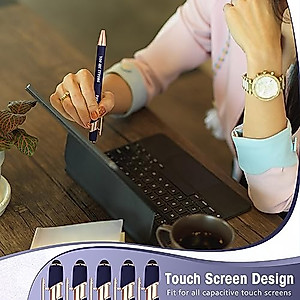 Ctosree 10 Pcs Inspirational Pens Motivational Ballpoint Pens with Stylus Tip Funny Ink Pens Metal Office Appreciation Gifts for Employee Coworkers Office Supplies, 10 Styles (Dark Blue)