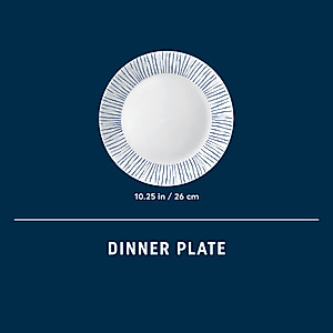 Corelle 6-Piece 10.25" Vitrelle Glass Dinner Plates, Lightweight, Chip/Scratch Resistant - Botanical Stripes