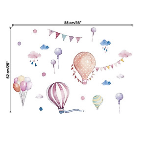 Colourful Hot Air Balloons Wall Decals Stickers Kids Colorful Hot Air Balloon Cloud Raindrop Balloon Wall Decals Removable Wall Stickers for Kids Nursery Bedroom Living Room