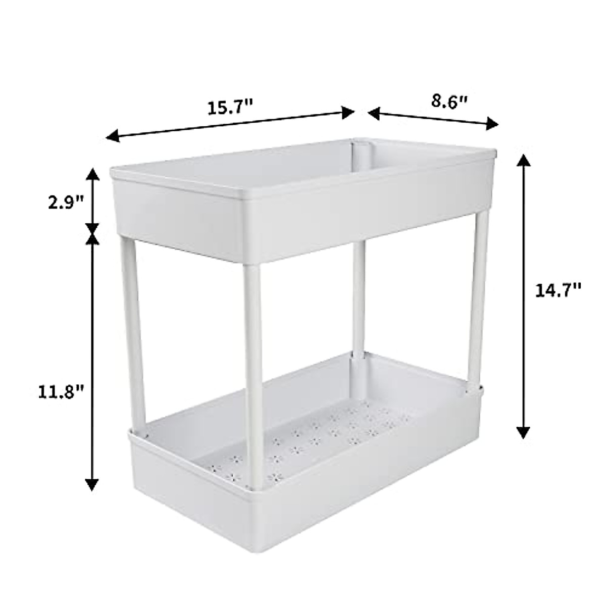 Under Sink Organizer,Bathroom Organizer Under Sink Storage 2 Tier Organizer,Under Sink Shelf Organizer Rack,Large Capacity Under Sink Cabinet Organizer for Kitchen Bathroom (White)