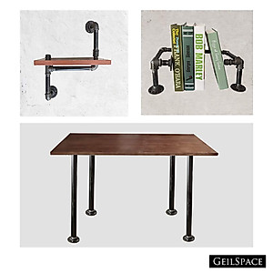 GeilSpace 6 Pack 1/2" × 18" Heavy Duty Pre-Cut Grey Metal Pipe, Industrial Steel Fits Standard Half Inch Threaded Pipes and Fittings - Vintage DIY Industrial Shelving (1/2" × 18", Grey)