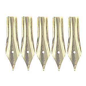 Gullor 5PCS Fountain Pen Nibs Fit Jinhao 250/301/500/5099/8802/9009/5000, Gold, Fine Nib