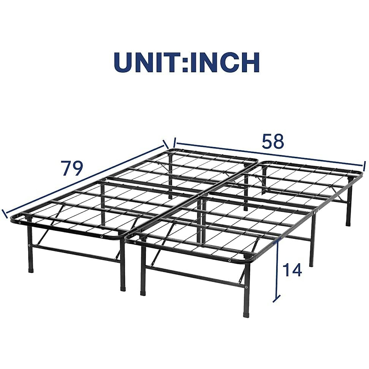 Queen Bed Frame Metal Platform Bed Frame Queen Size 14 Inch Mattress Foundation Box Spring Replacement Heavy Duty Steel Slat Noise-Free Easy Assembly,Black